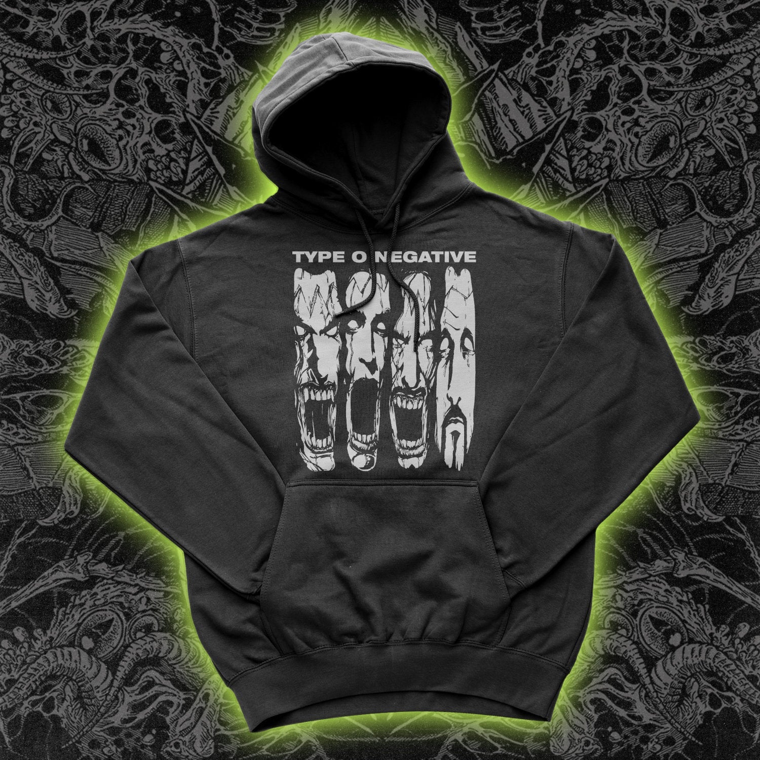 Type O Negative Faces For Dark Colors Hoodie | Occult, Cult, and ...